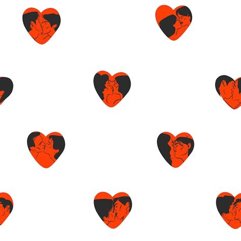 Premium Vector Hand Drawn Vector Abstract Graphic Illustration Valentines Day Drawing Kissing
