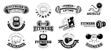 피트니스 엠블럼 세트 무료 벡터