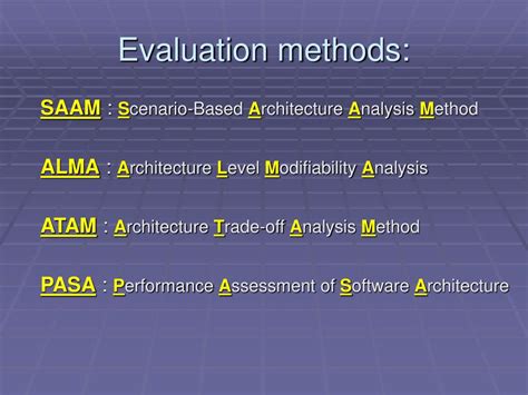 Ppt Software Architecture Evaluation Methodologies Powerpoint