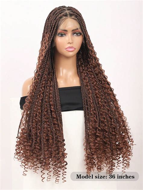 Full Double Lace Front Triangle Knotless Box Braided Wigs With Boho