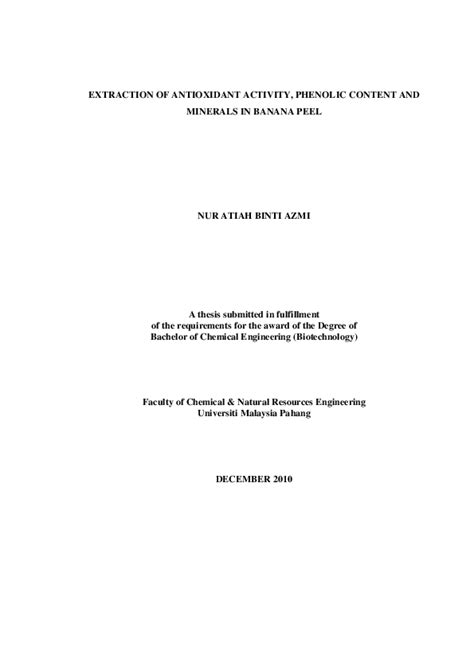 Pdf Extraction Of Antioxidant Activity Phenolic Content And Minerals