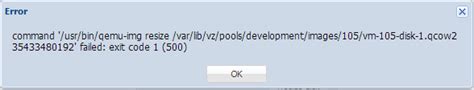 Virtual Machines Proxmox Resize Failed Exit Code 1 Server Fault