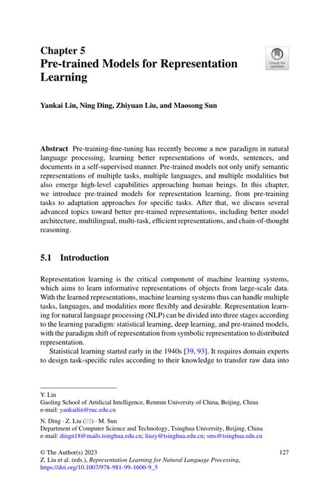 Pdf Pre Trained Models For Representation Learning