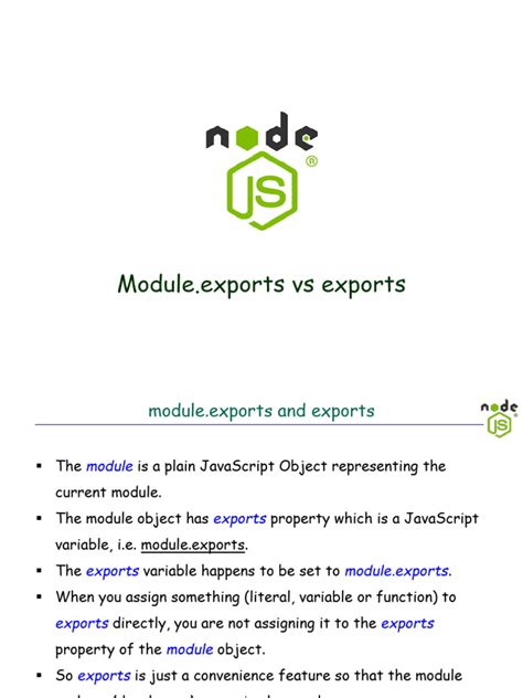 Module Exports Vs Exports Pdf Java Script Modular Programming