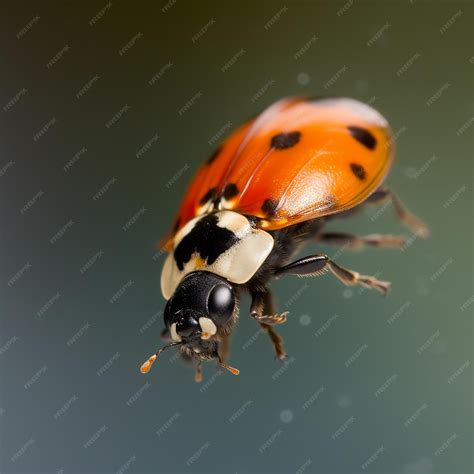 Premium Ai Image A Ladybug With Black Dots And White Dots Is Flying In The Air