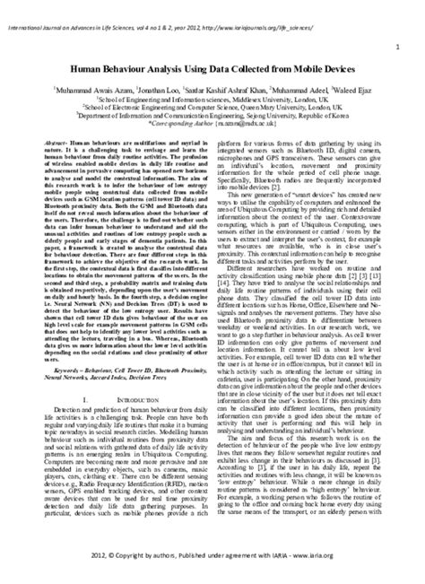 Pdf Human Behaviour Analysis Using Data Collected From Mobile Devices