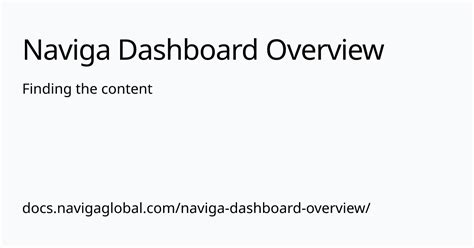 Finding The Content Naviga Dashboard Overview