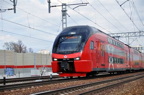 Modern High Speed Passenger Rail Transport Aeroexpress To The Airport