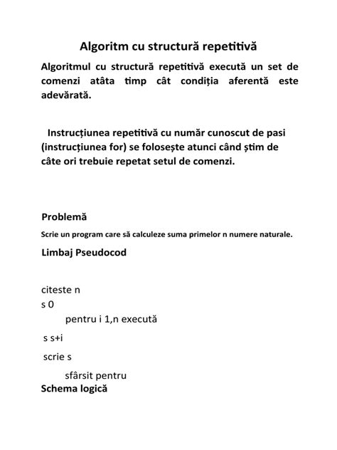 Algoritm Cu Structura Repetitiva For Pdf Algoritm Cu Structura Repetitiva For Pdf