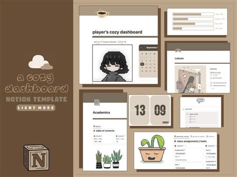 Cozy Dashboard Aesthetic And Minimal Notion Planner Template Etsy Notions Minimalism