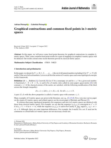 PDF Graphical Contractions And Common Fixed Points In B Metric Spaces