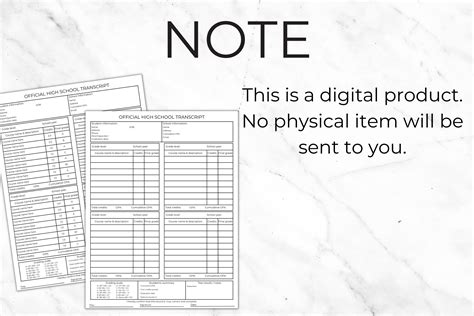 Report Card Template Fillable High School Transcript Printable