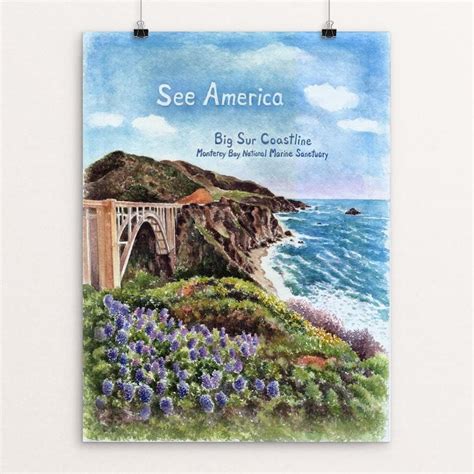 Big Sur Coastline Monterey Bay National Marine Sanctuary Poster By