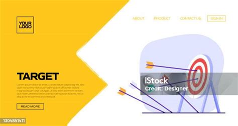 방문 페이지 템플릿 웹 사이트 배너 광고 및 마케팅 자료 온라인 광고 비즈니스 프레젠테이션 등에 대한 대상 개념 벡터 일러스트레이션 0명에 대한 스톡 벡터 아트 및 기타