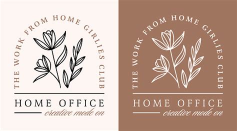 재택 근무 사무실 소녀 클럽 원격 근무 소녀 따옴표 여자 기업가 꽃 무늬 사치 베이지 색 갈색 검은 색 미적 삽화 포스터 인쇄 디자인 갈색에 대한 스톡 벡터 아트 및 기타