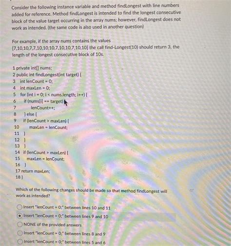 Solved Consider The Following Instance Variable And Method