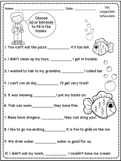 Conjunction Exercises For Grade 2