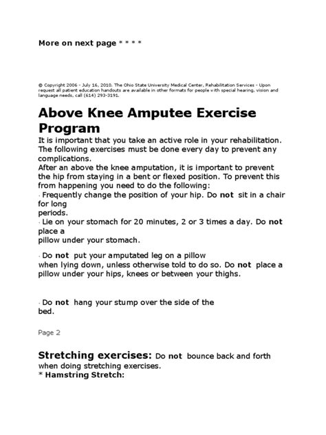 Above Knee Amputation Exc Pdf Anatomical Terms Of Motion Hip