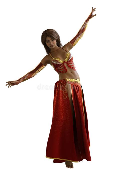 3d Belly Dancer Girl In Red Outfit Stock Illustration Illustration Of