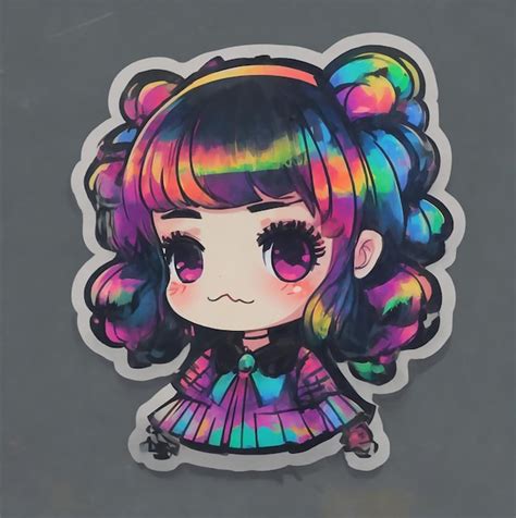 귀여운 소녀 스티커 프리미엄 벡터