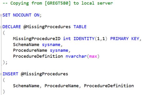Sql Create Missing Stored Procedures Using A Linked Server The Bit