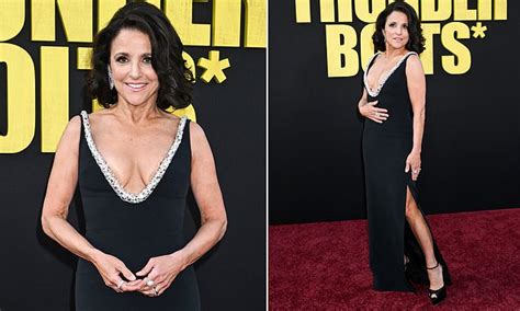 Seinfeld Vet Julia Louis Dreyfus 64 Nearly Spills Out Of Her Low Cut