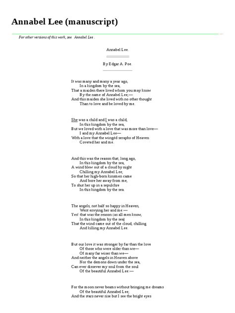 1849 Annabel Lee Edgar Allan Poe Pdf