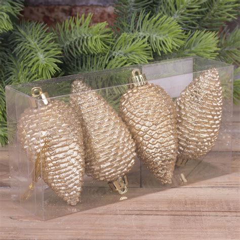 ᐉ Набор елочных игрушек Шишки 4 шт Золотой 2996 5 • Купить в Киеве Украине • Лучшая цена в