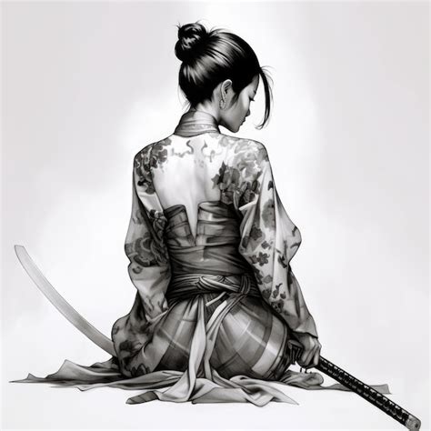 Premium Photo A Photo Of A Sitting Women With A Samurai Sword On