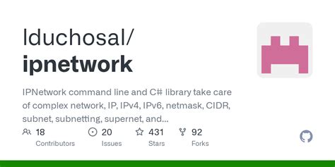 GitHub Lduchosal Ipnetwork IPNetwork Command Line And C Library Take Care Of Complex Network