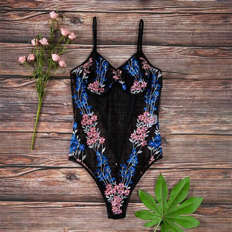 Buy Women Sexy Erotic Lingerie Bodysuit Black Floral