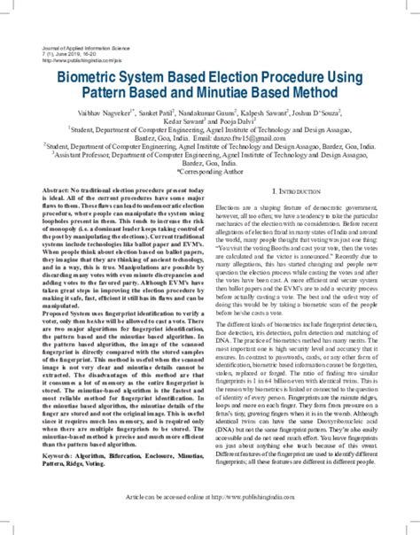Pdf Biometric System Based Election Procedure Using Pattern Based And