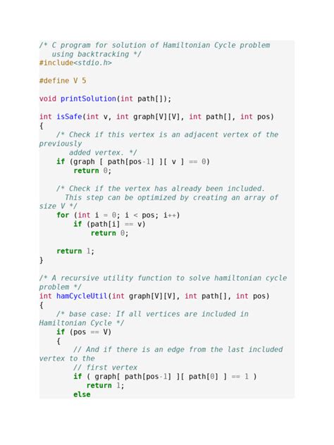 C Program For Solution Of Hamiltonian Cycle Problem Pdf