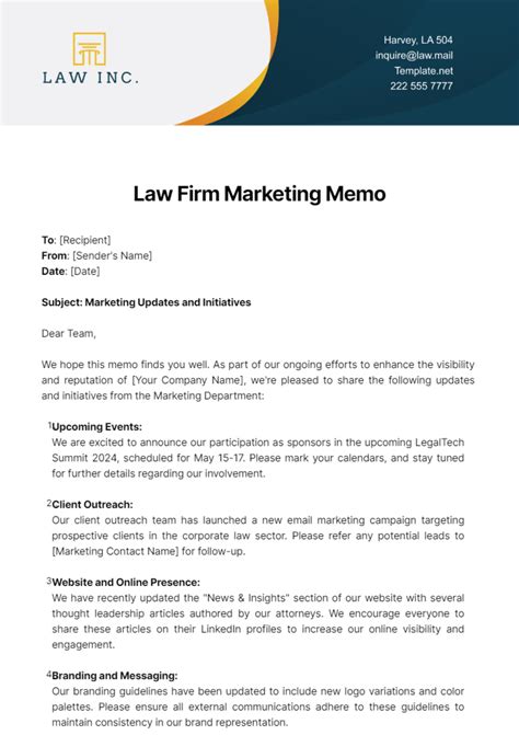 Free Law Firm Marketing Memo Template To Edit Online