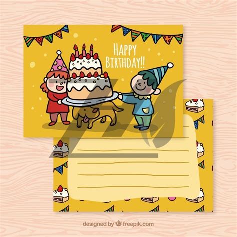 دانلود وکتور کارت پستال جشن تولد زرد دانلود رایگان فایل لایه باز، Psd، وکتور، لوگو و موکاپ