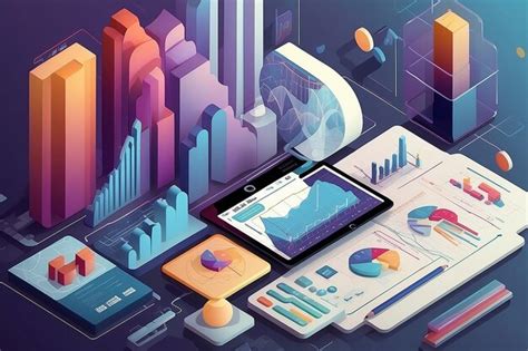 Premium Ai Image Online Statistics And Data Analytics Isometric Application Business Graph And