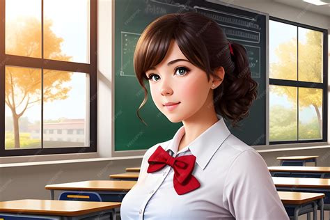 Premium Ai Image Young Attractive College Girl In Classroom With