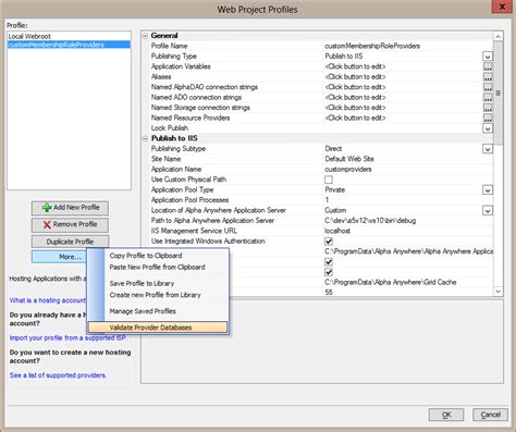 Alpha Anywhere Providerconfiguration