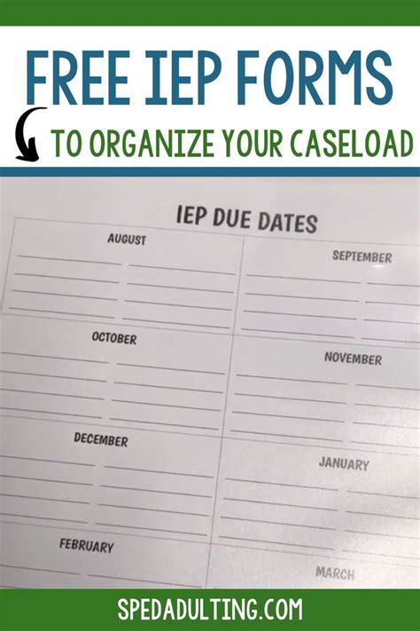 Free Iep And Progress Report Organization Forms Teaching Special