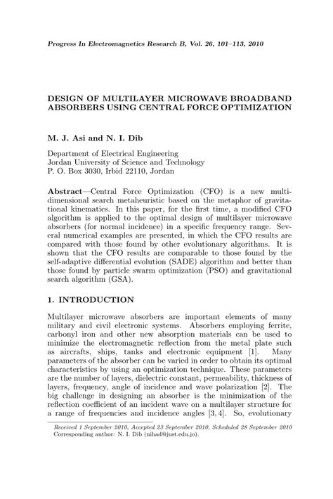 Pdf Design Of Multilayer Microwave Broadband Absorbers Using Central