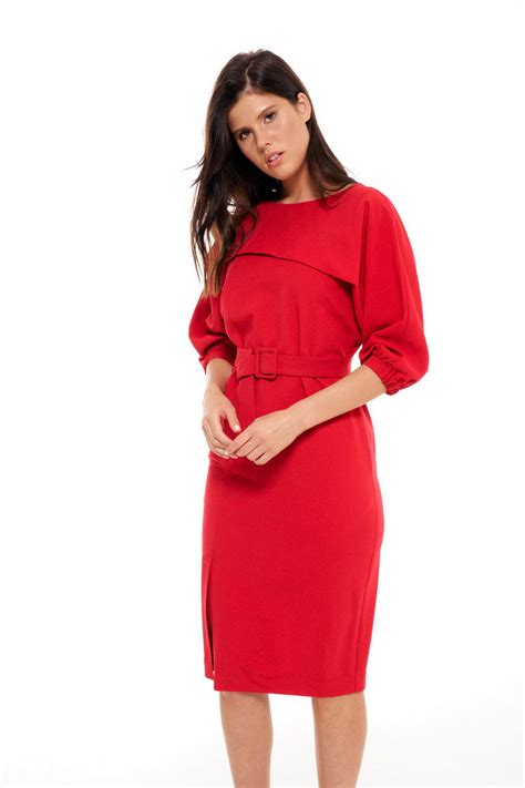 Платье миди полуприталенного силуэта Gloria Платье Цвет Красный интернет магазин