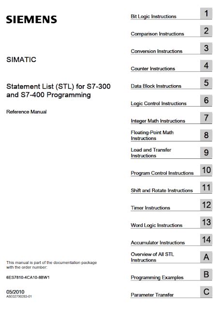 Siemens S7 Programming Step 7 Statement List For S7 300 And S7 400