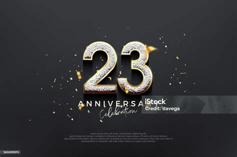 심플하고 우아한 디자인 23주년 기념 행사와 럭셔리한 반짝이는 글리터 넘버 인사말과 축하를 위한 프리미엄 벡터 배경입니다 0명에 대한 스톡 벡터 아트 및 기타 이미지