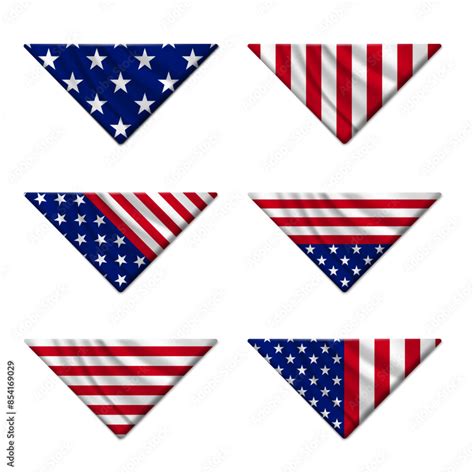 Folded Usa Flag Set Of American Flags Folded Into A Triangle Isolated