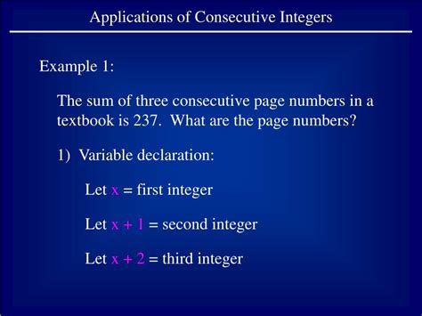 Ppt Applications Of Consecutive Integers Powerpoint Presentation Free Download Id 5016107