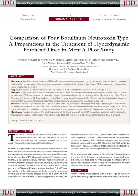 Pdf Comparison Of Four Botulinum Neurotoxin Type A Preparations In The Treatment Of