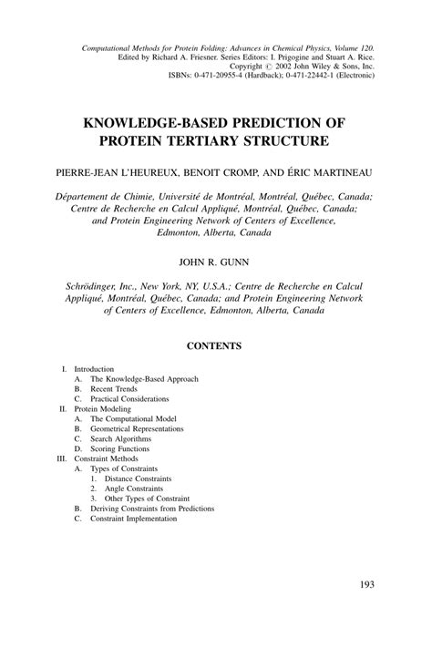 Pdf Knowledge‐based Prediction Of Protein Tertiary Structure