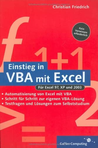 Einstieg In Vba Mit Excel Automatisierung Von Excel Mit Visual Basic Für Applikationen Galileo