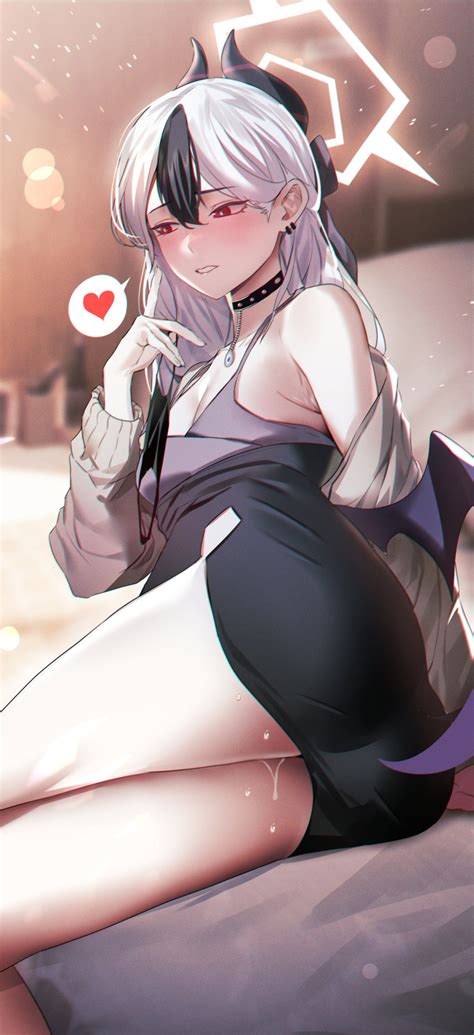 Rule 34 1girls Absurdres Black Choker Black Dress Black Hair Black Horns Blue Archive Blush