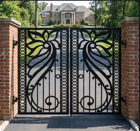 Custom Metal Driveway Gate With Walk Thru Decorative Steel Entry Etsy